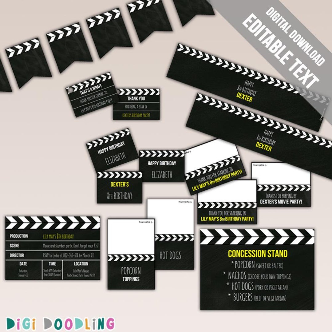 Printable Movie Party Invitations and Movie Party Decorations ...