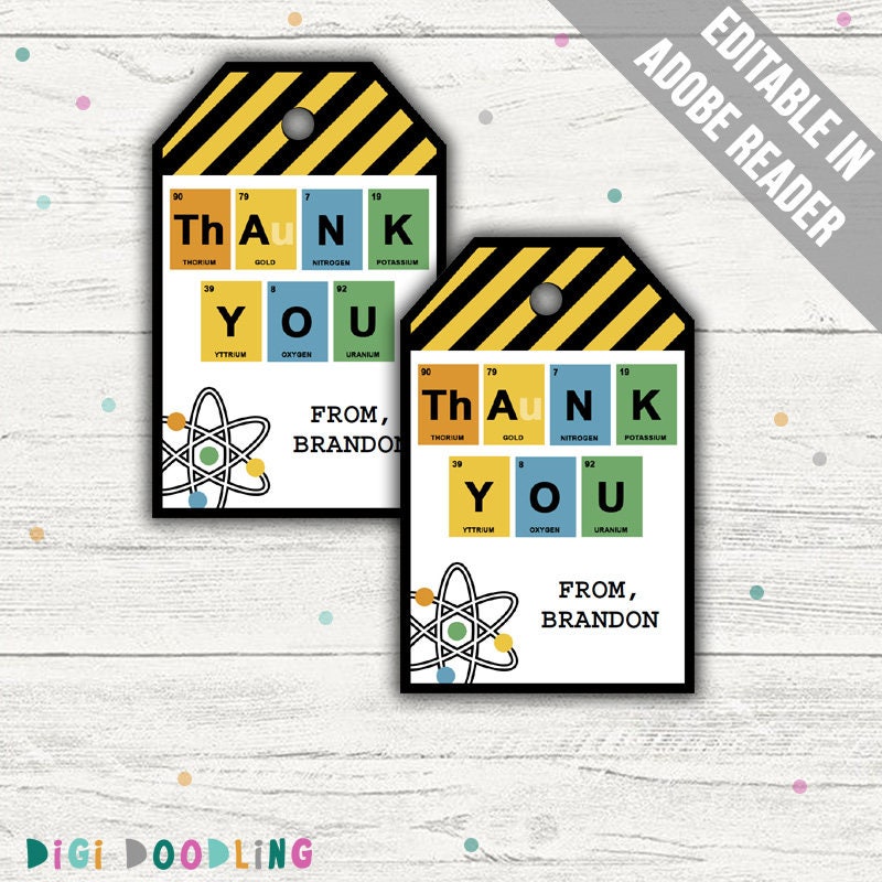 Periodic Table Party Favor Bag Tags (science Party). Printable PDF ...