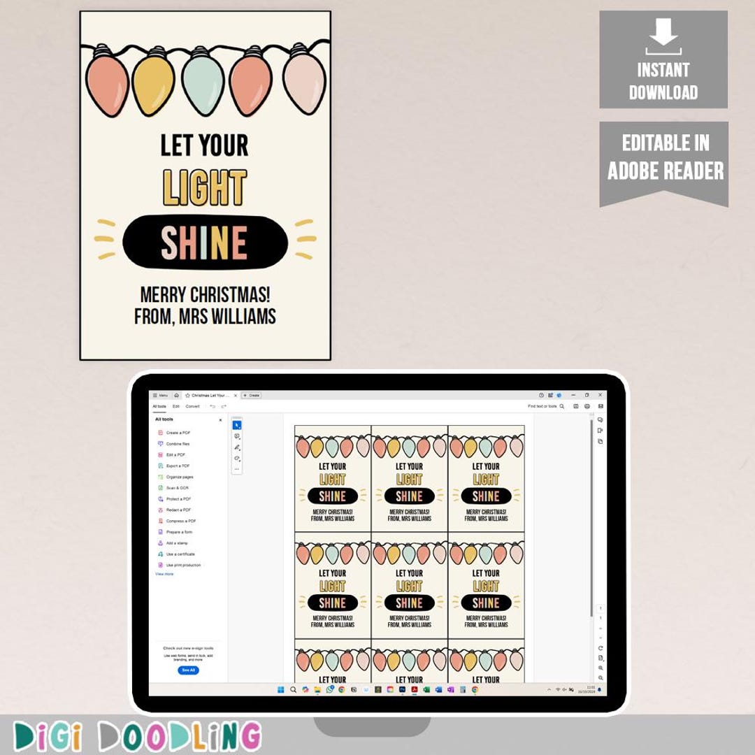 Christmas Let Your Light Shine Printable Gift Tags (editable PDF) - Etsy