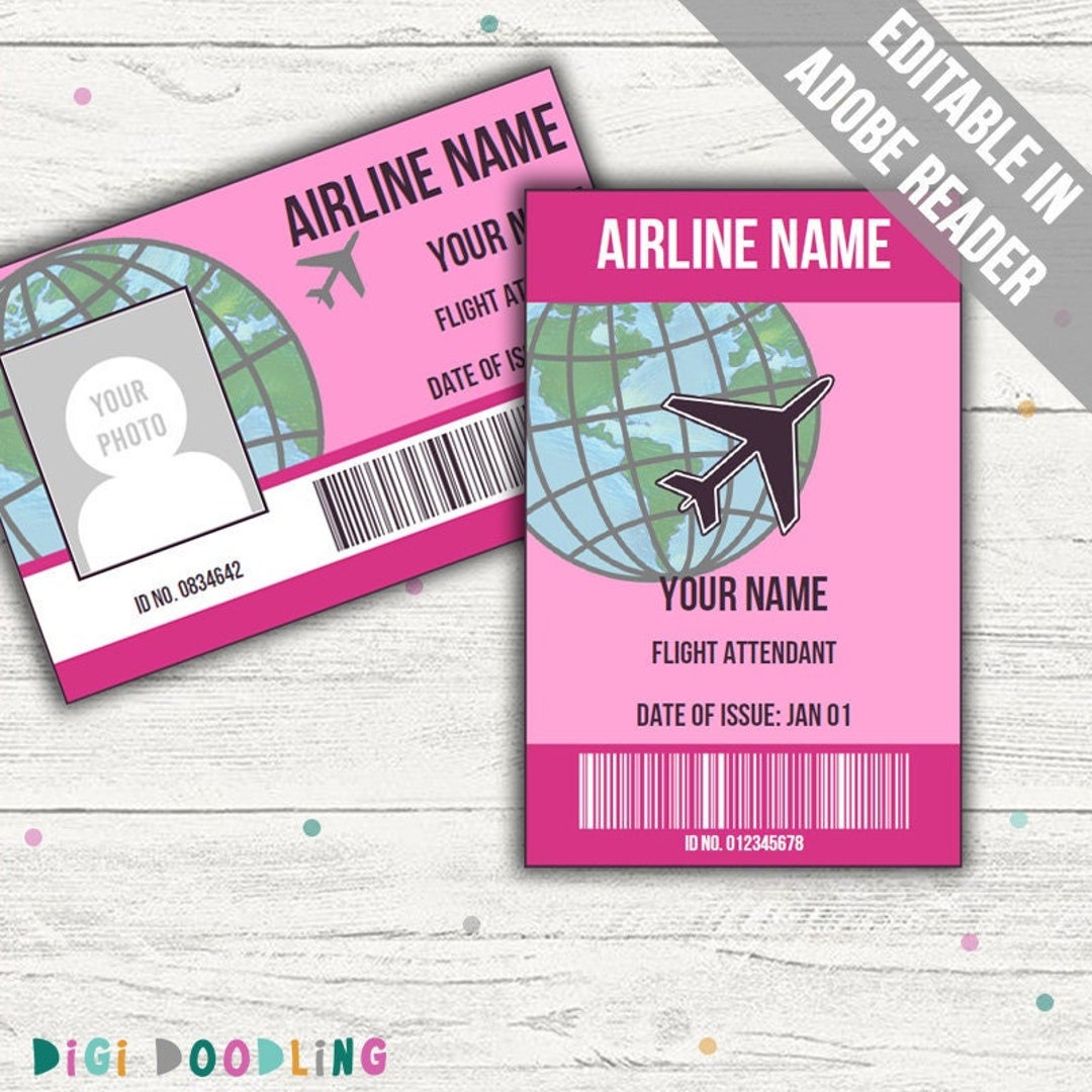 Plantilla de credencial de identificación de asistente de vuelo ROSA ...
