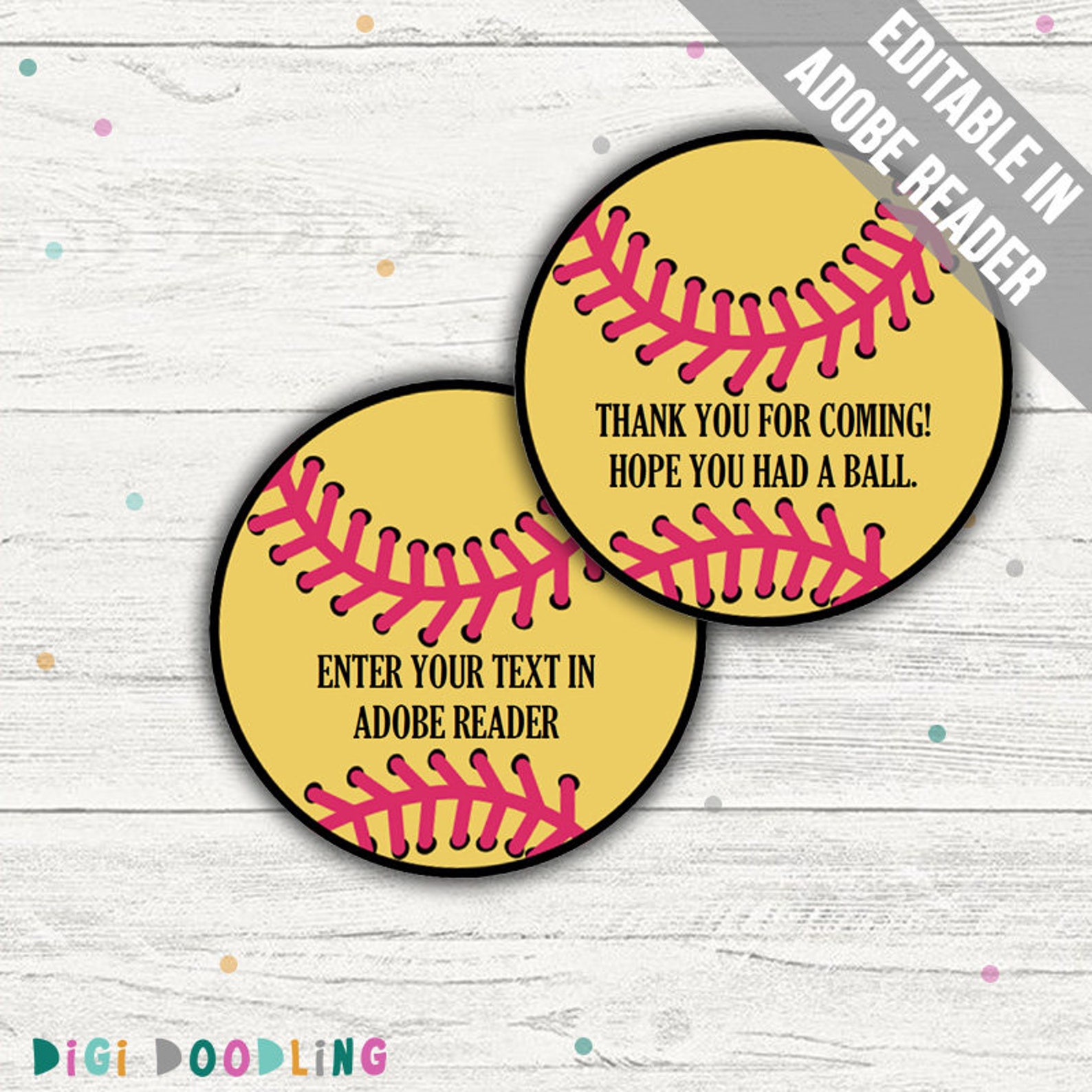 Softball Tags softball Favor Tags/ Party Decor. Printable - Etsy