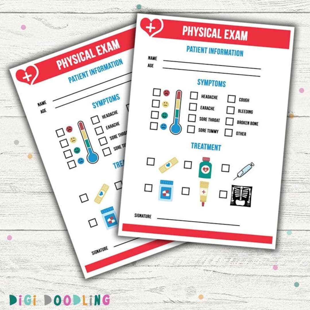 Doctor Pretend Play. Patient Report Form. Physical Exam Form. Pretend ...