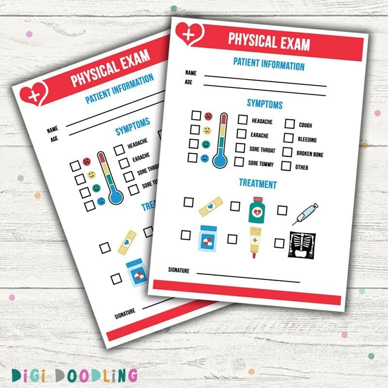 Doctor Pretend Play. Patient Report Form. Physical Exam Form. Pretend ...