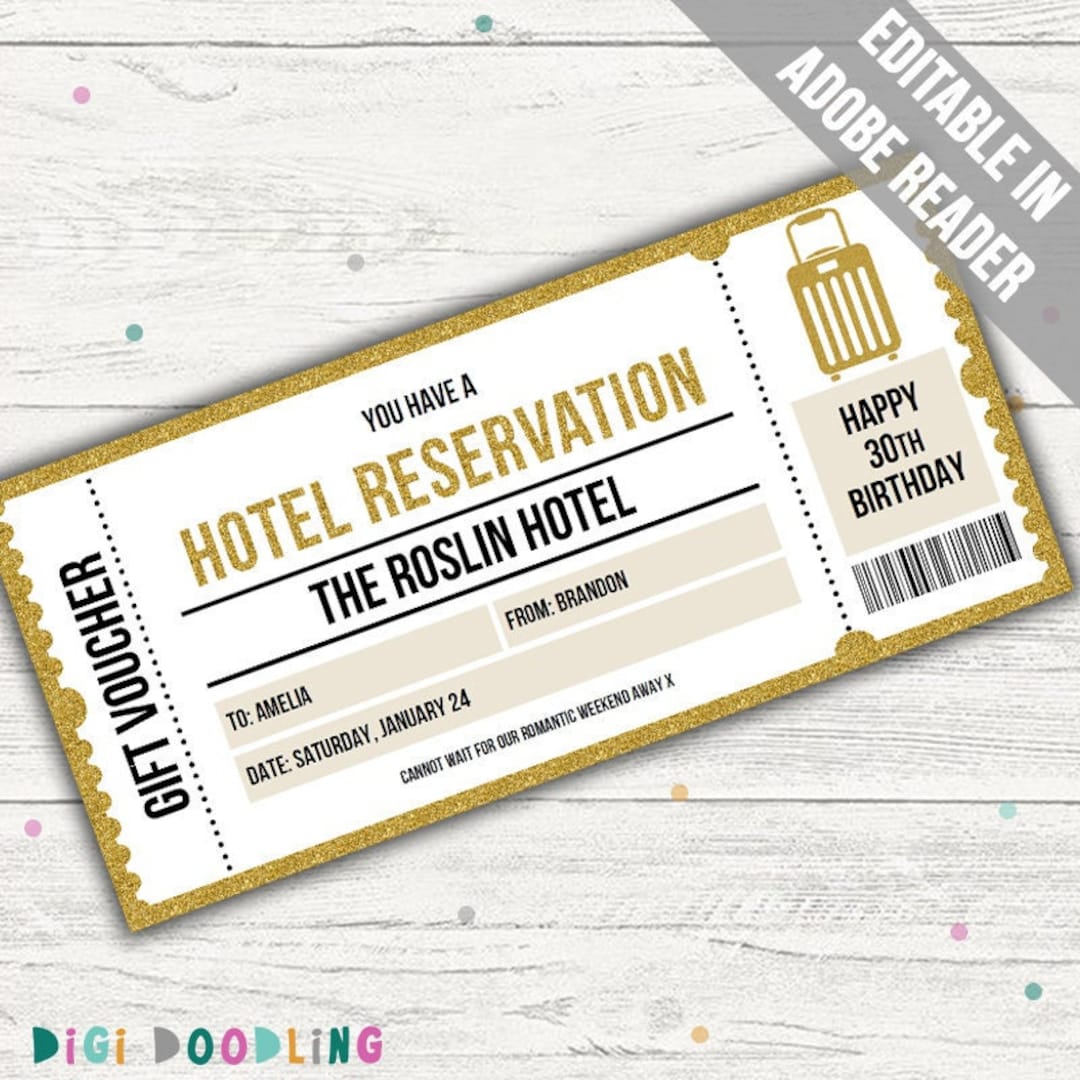 Hotel Reservation Voucher. Surprise Hotel Reservation Gift Ticket ...
