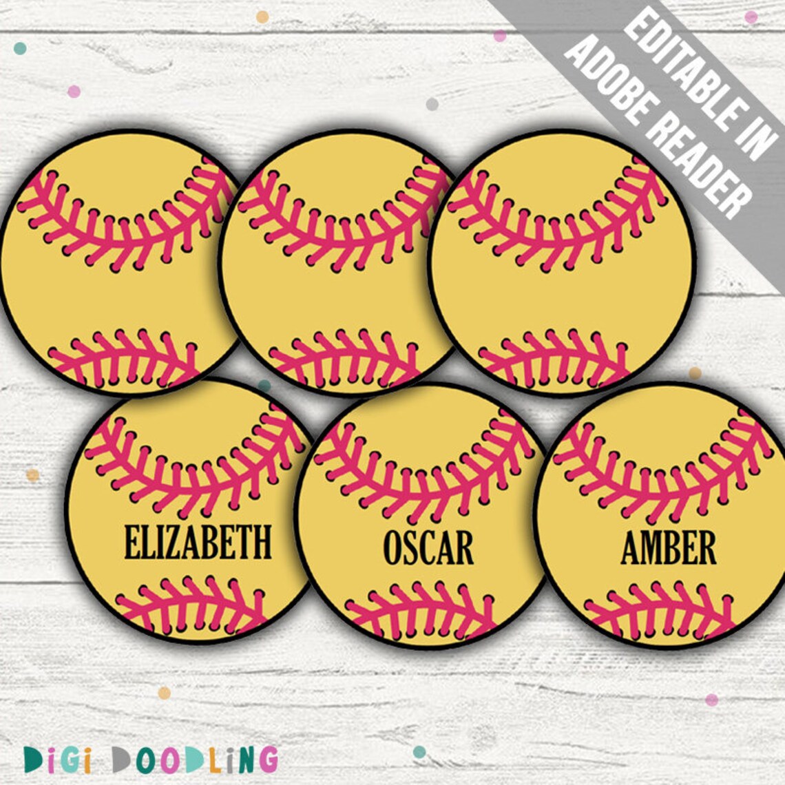 Softball Tags softball Favor Tags/ Party Decor. Printable - Etsy