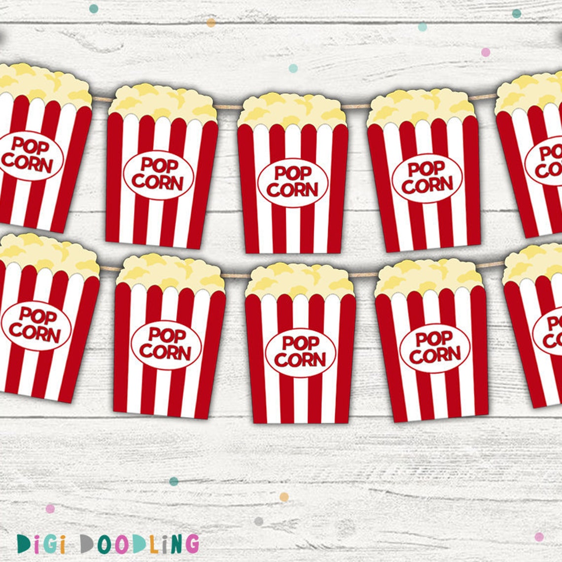 Printable Popcorn Banner. Popcorn Garland. Movie Night - Etsy