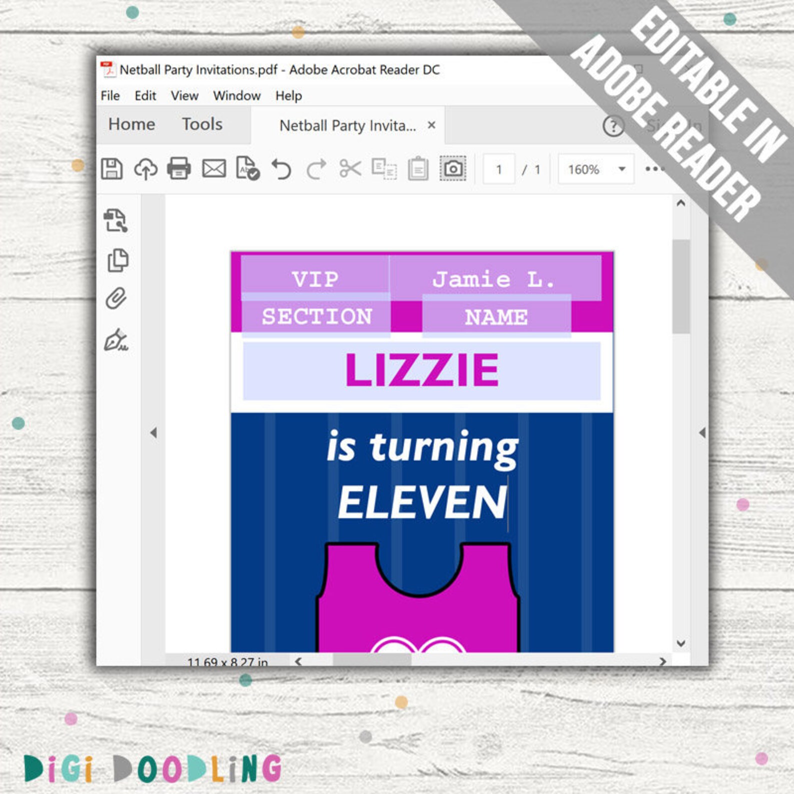 Netball Party Invitations. Editable PDF. Printable. Instant Download ...