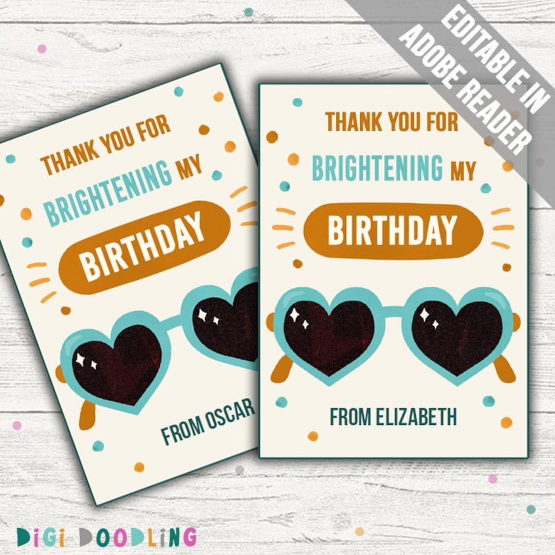 Sunglasses Party Favor Tag. Sunglasses Classroom Birthday Treat Tags ...