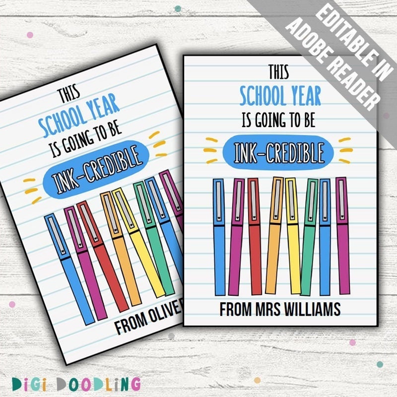 Welcome Back to School Pen Gift Tag Printable. First Day of School Pen ...