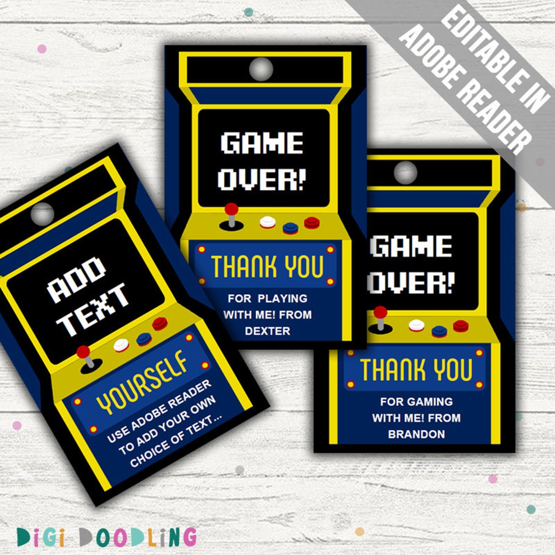 Arcade Party Favor Tags video Game Tags. Printable PDF - Etsy