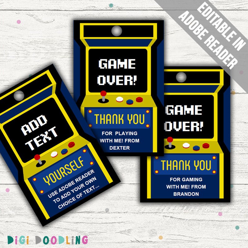Arcade Party Favor Tags video Game Tags. Printable PDF | Etsy