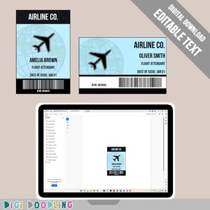 Printable Flight Attendant ID Badge Template: Editable Costume Prop ...