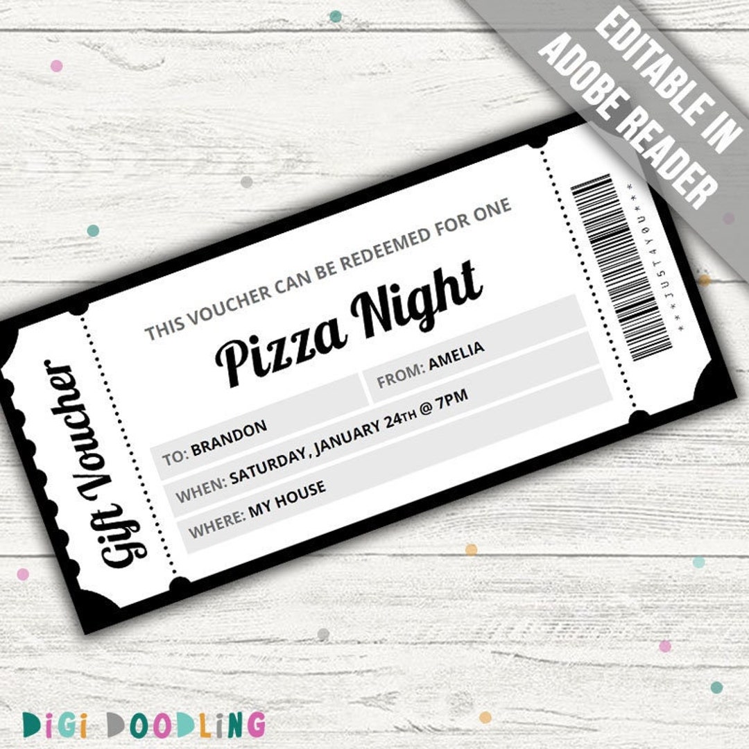 Pizza Night Coupon. Pizza Night Voucher. Night in Coupon. Date Night ...
