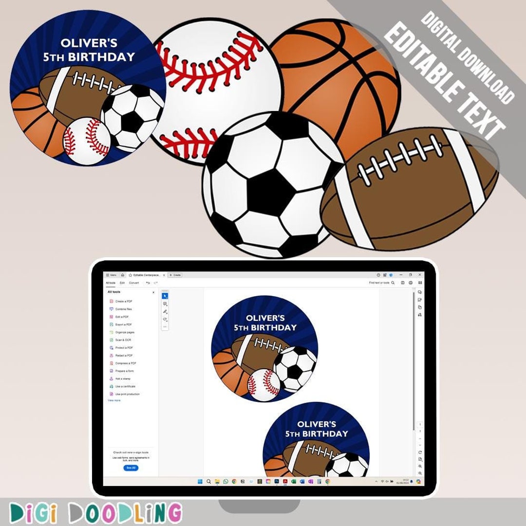 Printable Sports Centerpiece: All Star Party Decor (instant Download ...