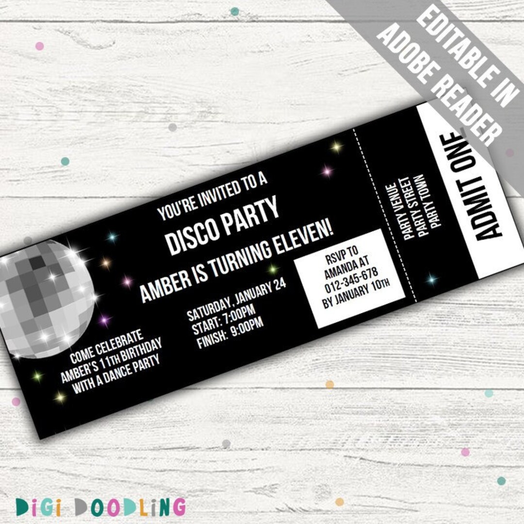 Disco Birthday Invitation. Disco Ball Invite. Dance Birthday Party ...