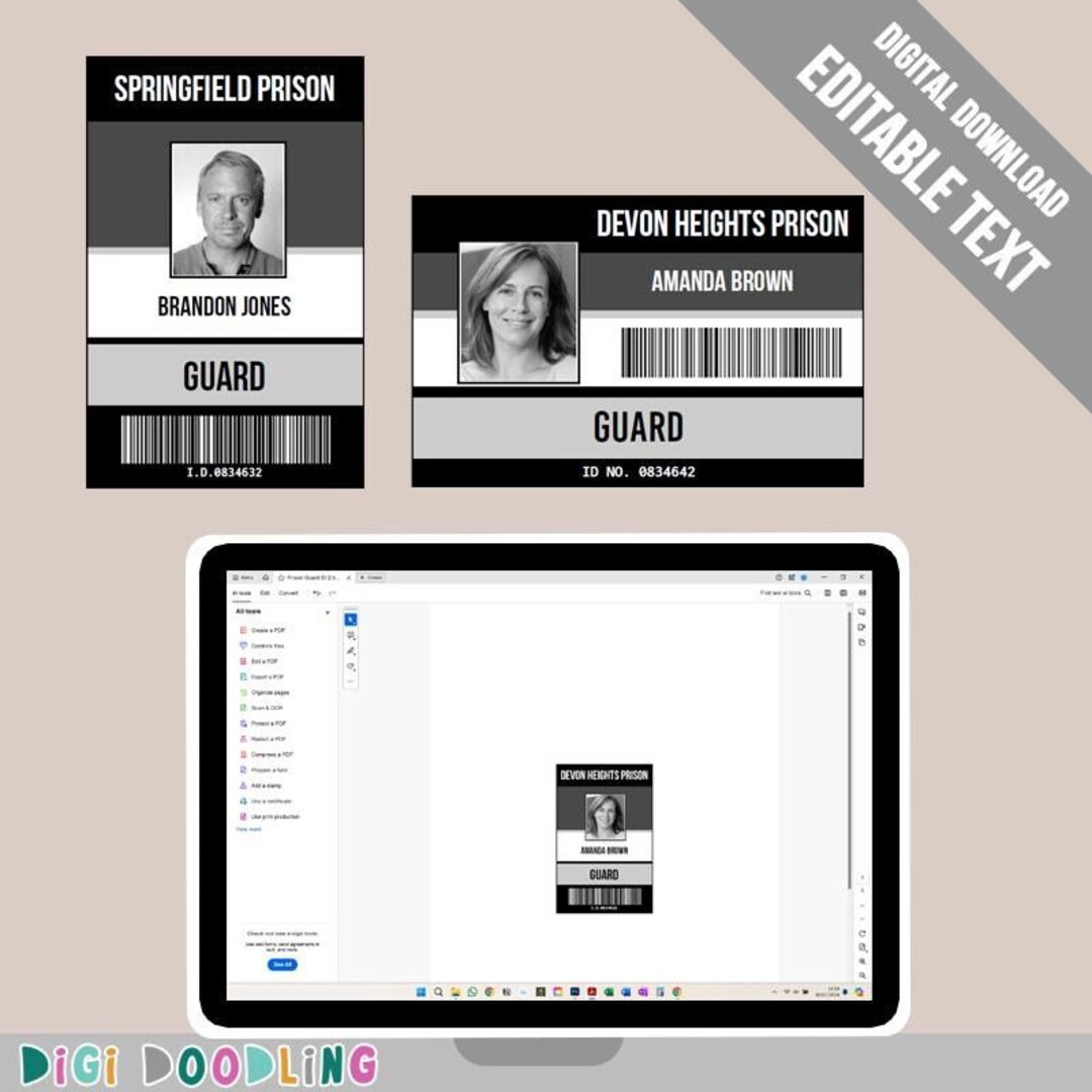 Printable Prison Guard ID Badge Template. Prison Guard Costume. Prison ...