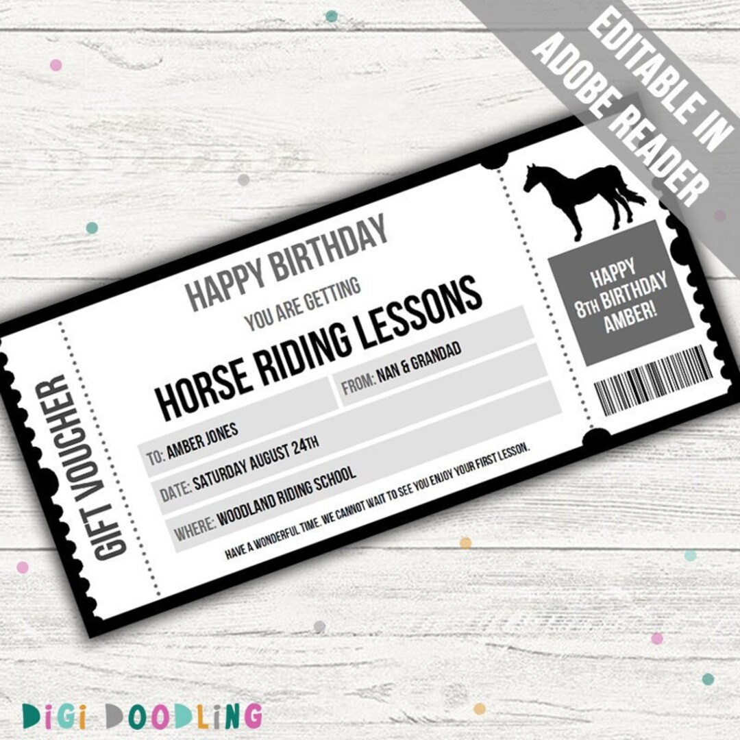 Horse Riding Voucher. Surprise Horse Riding Lessons Gift Voucher ...
