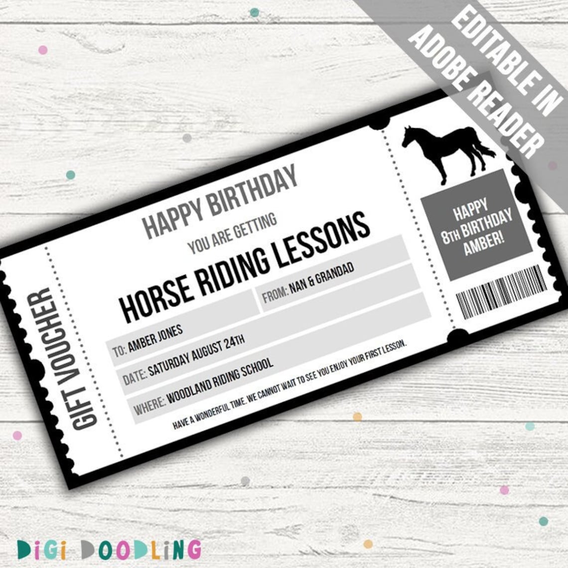 Horse Riding Voucher. Surprise Horse Riding Lessons Gift - Etsy