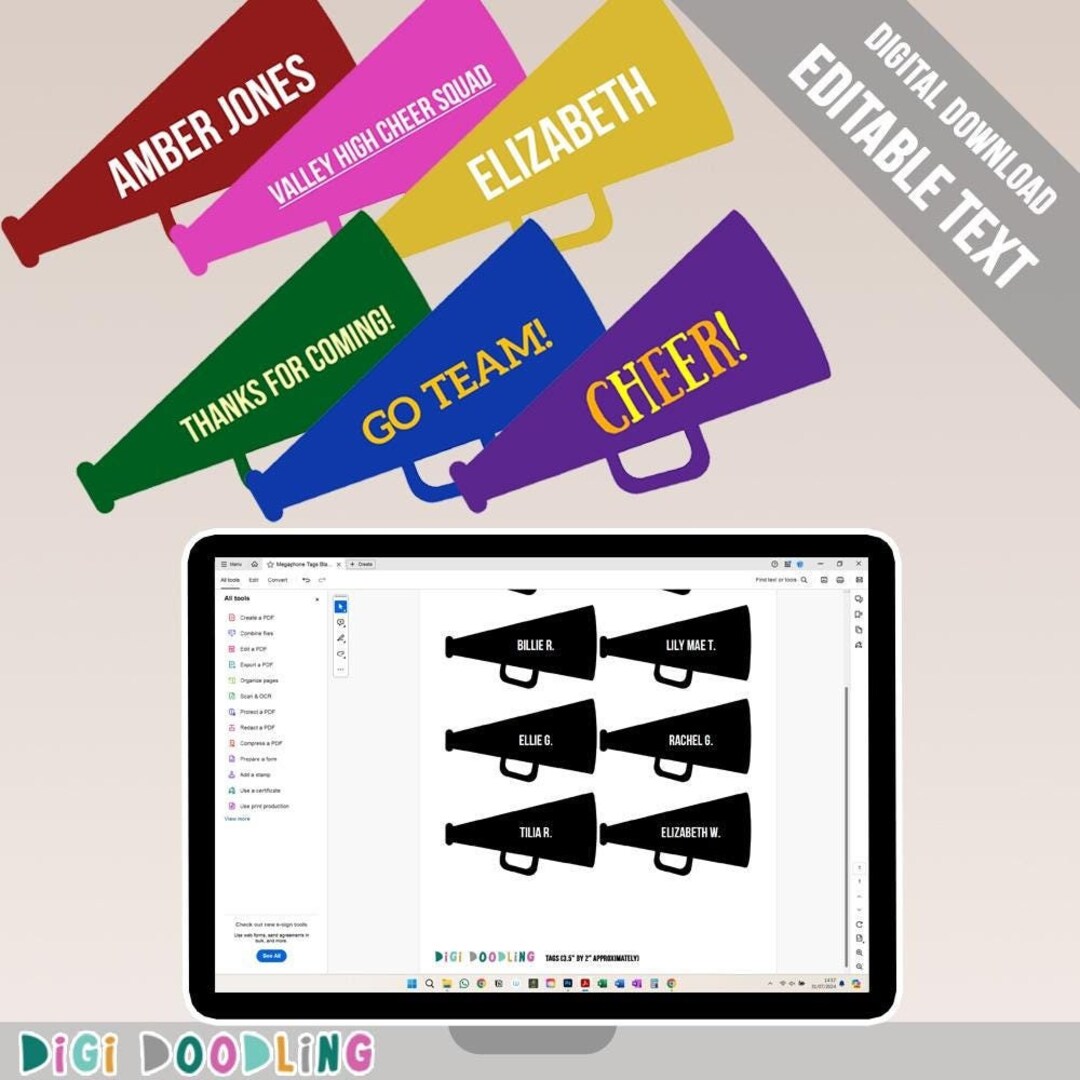 Printable Cheerleader Tag Template. Megaphone Cheerleader Name Tags ...