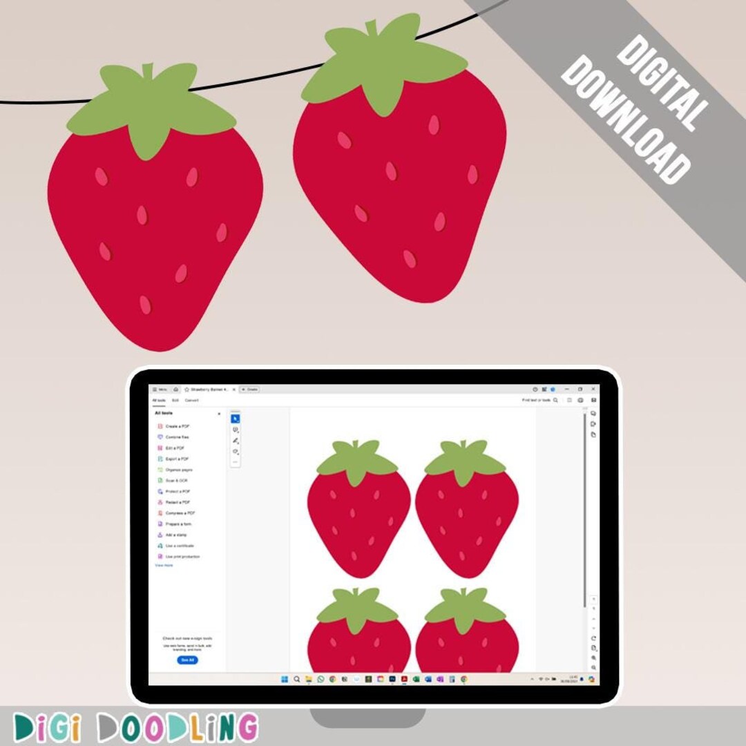 Printable Strawberry Banner. Strawberry Garland. Strawberry Party ...