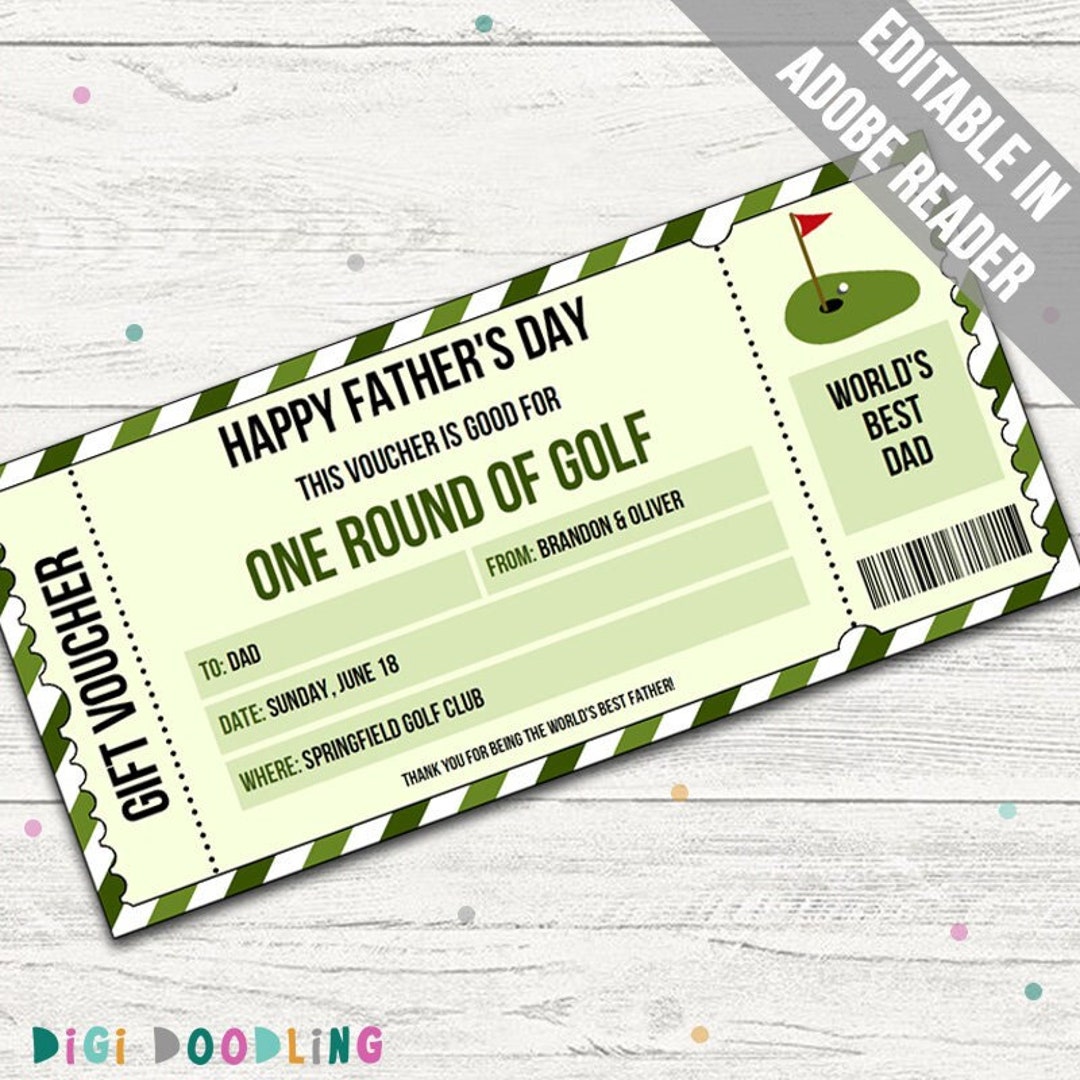 Father's Day Golf Ticket. Surprise Golfing Gift Voucher. Golf Voucher ...
