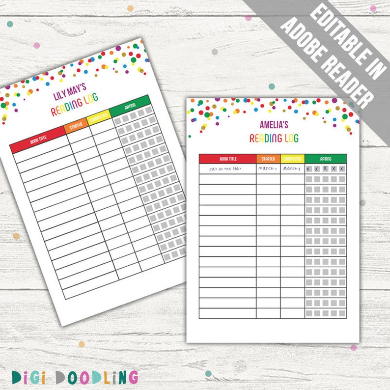 Homeschool Reading Log. Editable Home School Reading Log. - Etsy