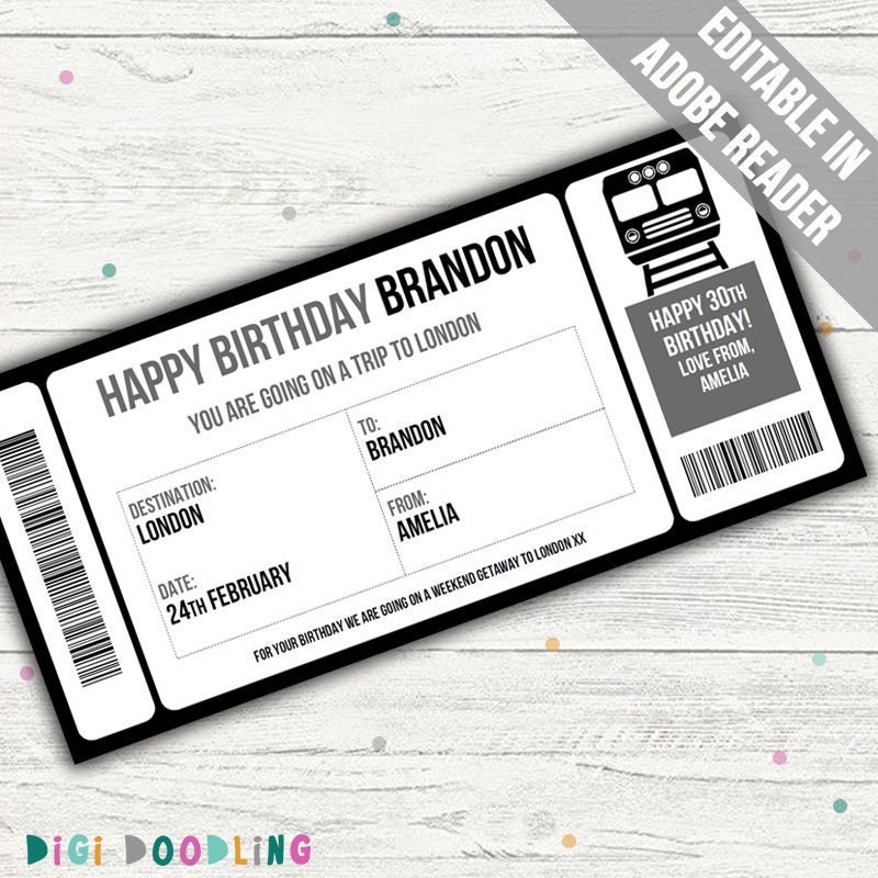 Train Ticket Template. Fake Train Ticket. Surprise Trip - Etsy Australia