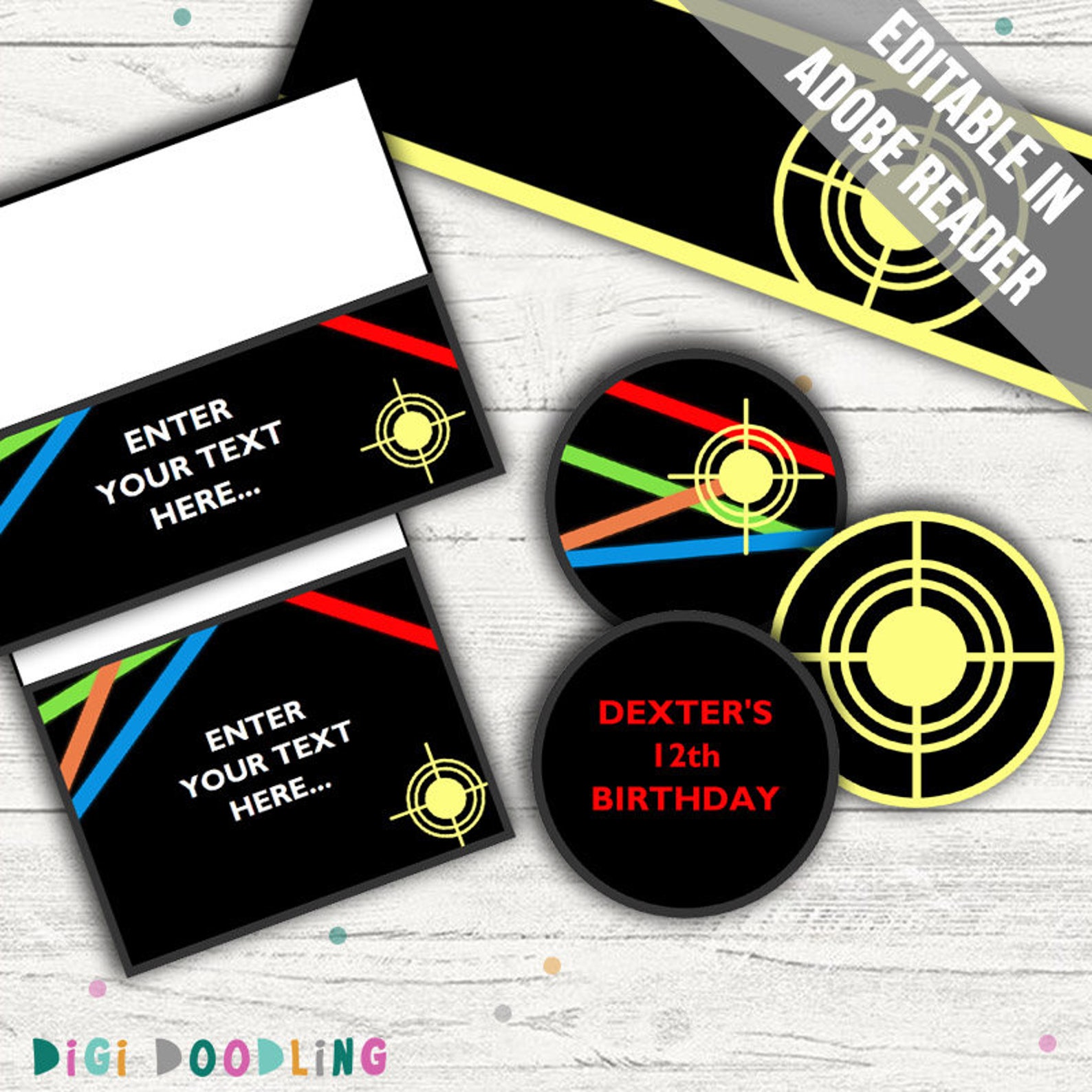 Laser Tag Party Invitations Favor Tags and Decorations laser - Etsy