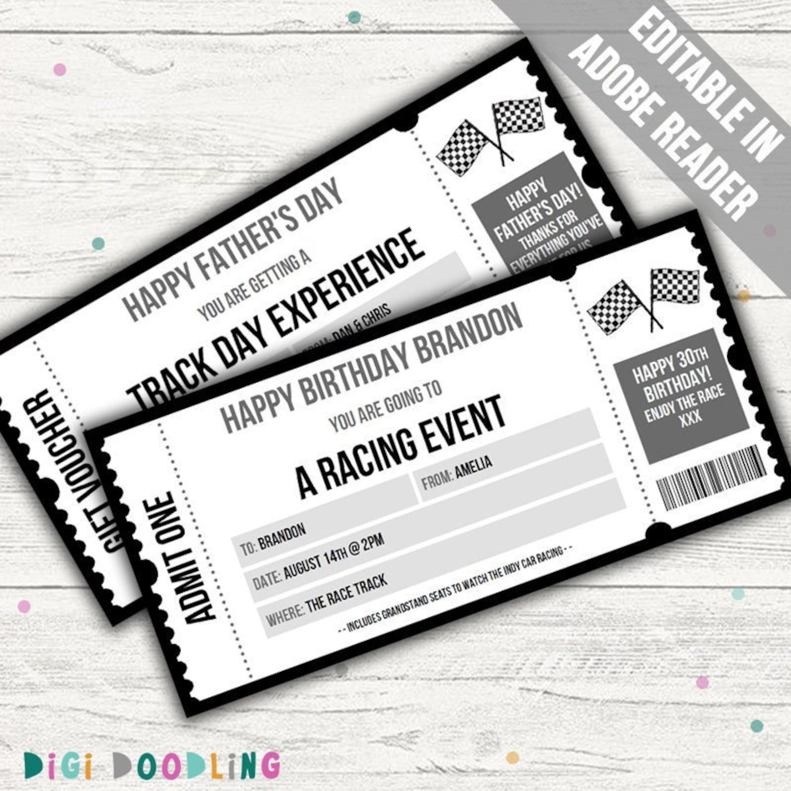 Racing Ticket Template. Track Experience Day Ticket. Driving - Etsy