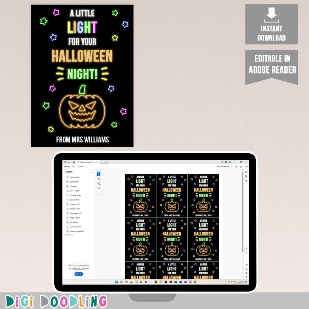 Halloween Glow Stick Tags Template. A Little Light for Halloween Night ...