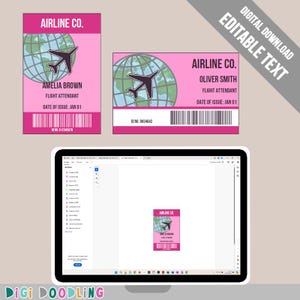 Printable Flight Attendant ID Badge Template: Editable Costume Prop ...