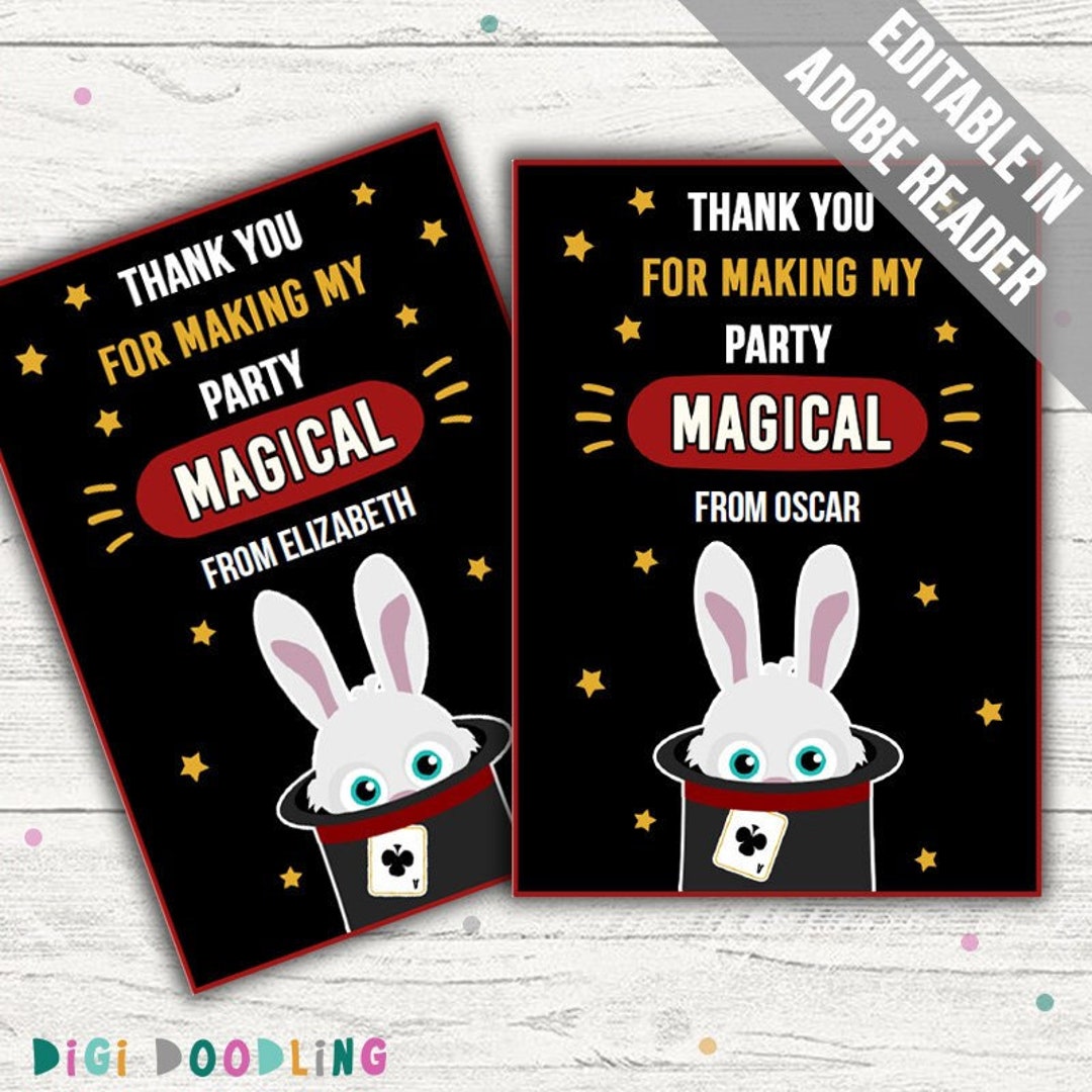 Magic Show Party Favor Tags. Printable Magic Show Birthday Party Tags ...