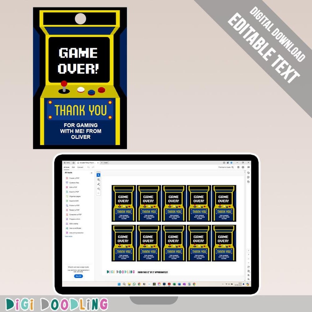 Printable Arcade Party Favor Tags. Video Game Tags. Arcade Birthday ...
