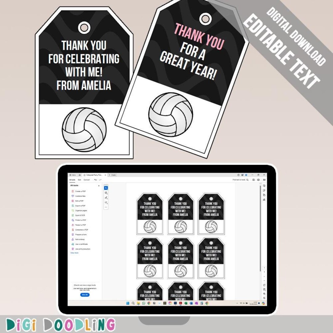 Printable Volleyball Party Favor Tags (black). Volleyball Thank You ...