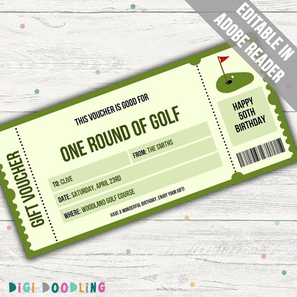 Plantilla de vale de regalo de golf: Boleto imprimible y editable (descarga digital) - Etsy México