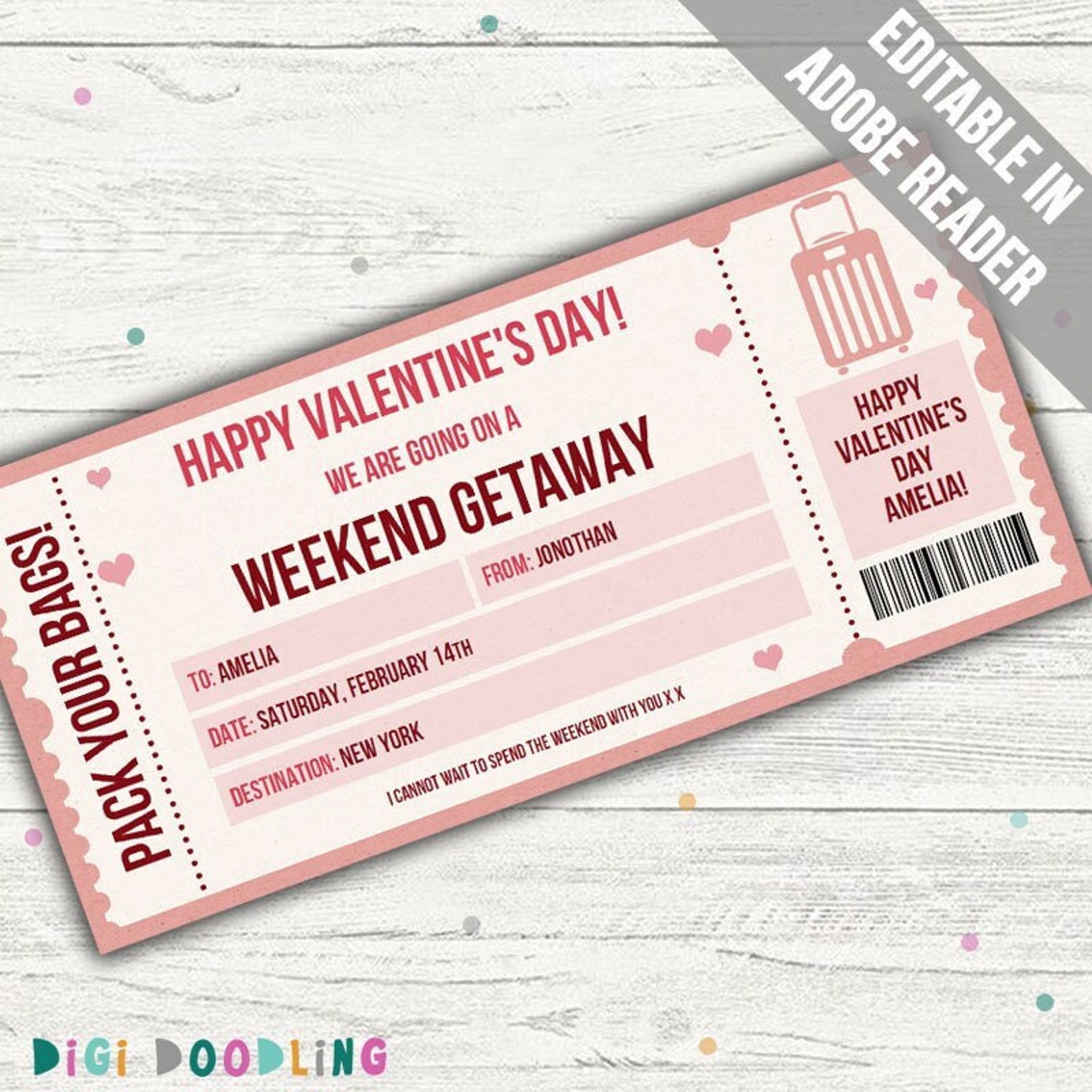 Weekend Getaway Ticket Template. Surprise Weekend Away. Weekend Getaway ...