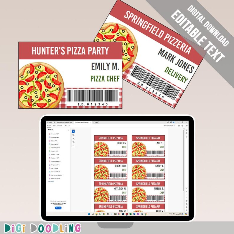 Printable Pizza Name Tag. ANY TEXT. Pizza Pretend Play. Pizza Party ...