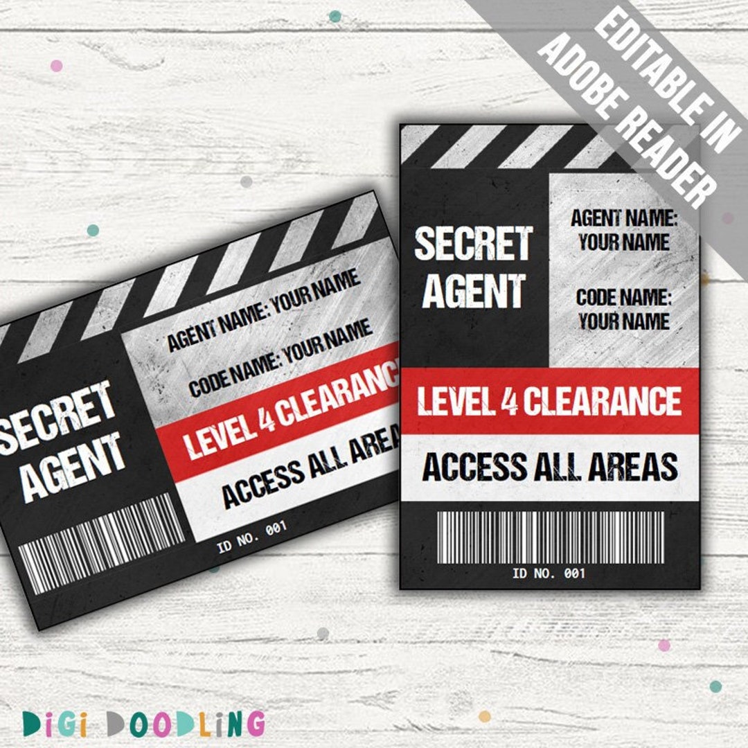 Secret Agent ID Badge Template. Spy Birthday Party. Secret Agent Party ...