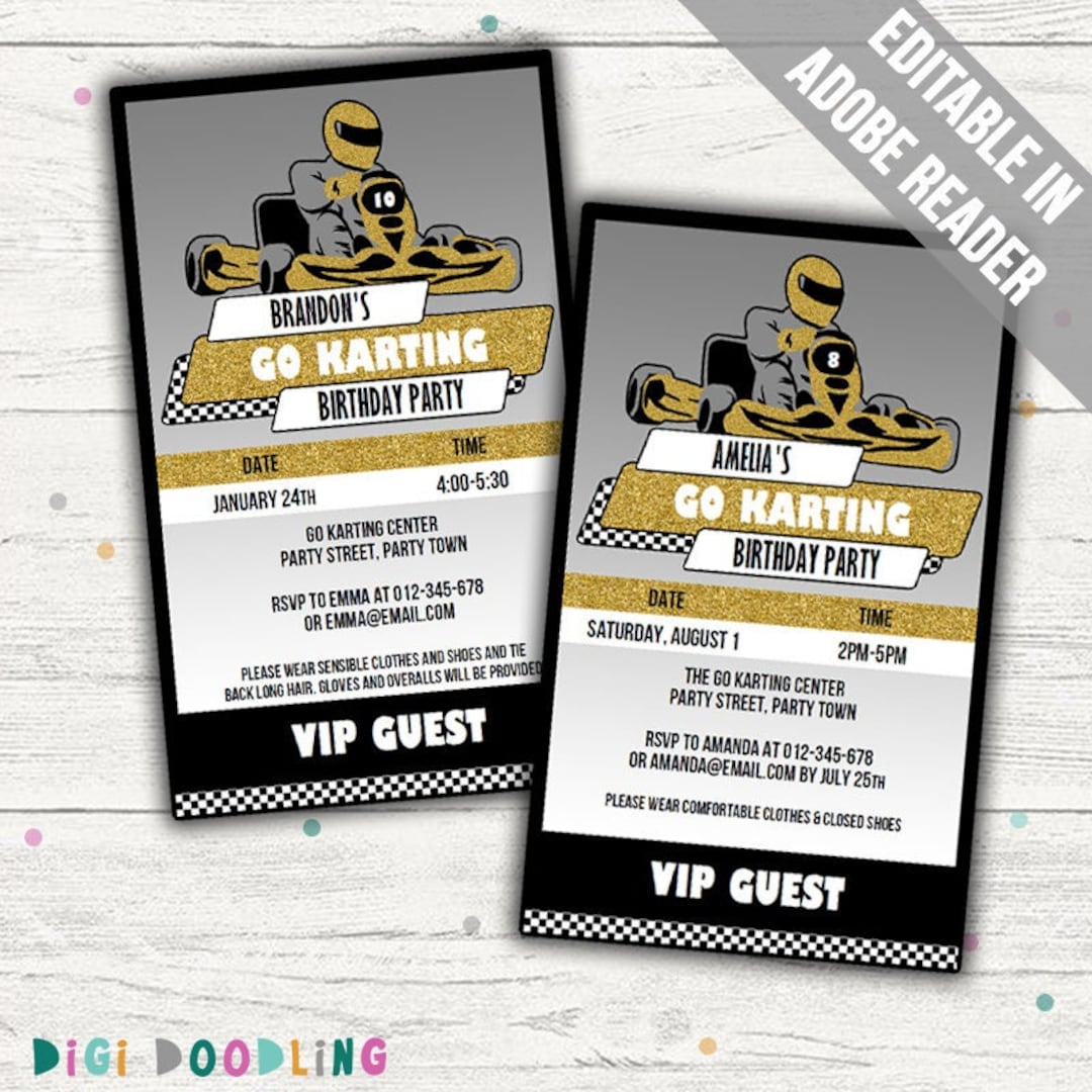Go Kart Invite go Kart Party. Editable PDF. Instant Download. - Etsy ...
