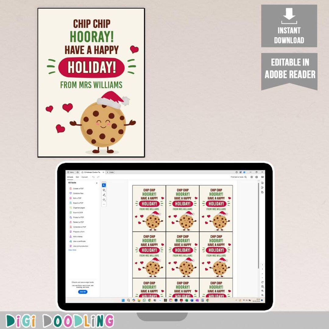 Christmas Cookie Tags Template. Printable Cookie Christmas Tag ...