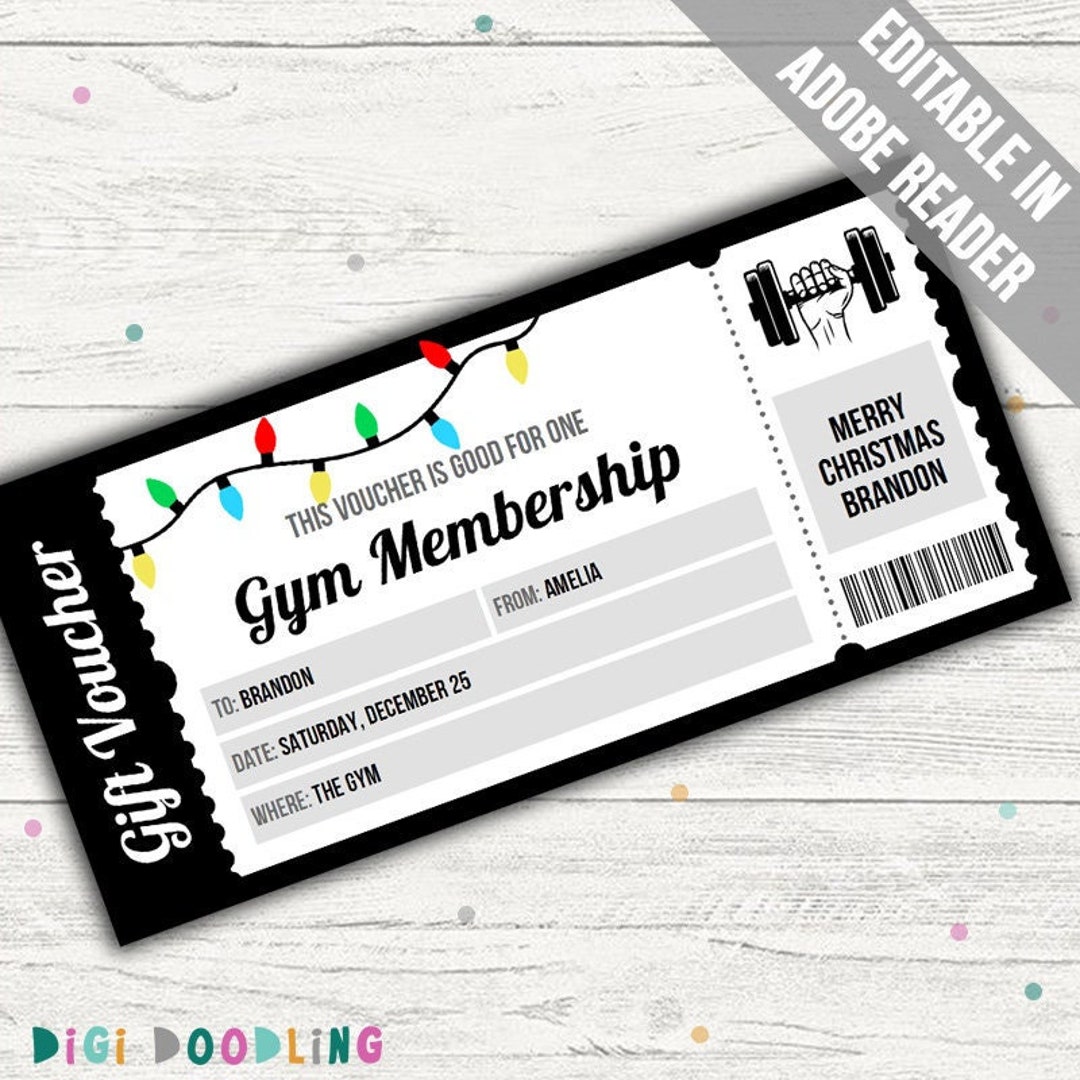 Christmas Gym Membership Gift Voucher Template. Gym Membership Gift ...