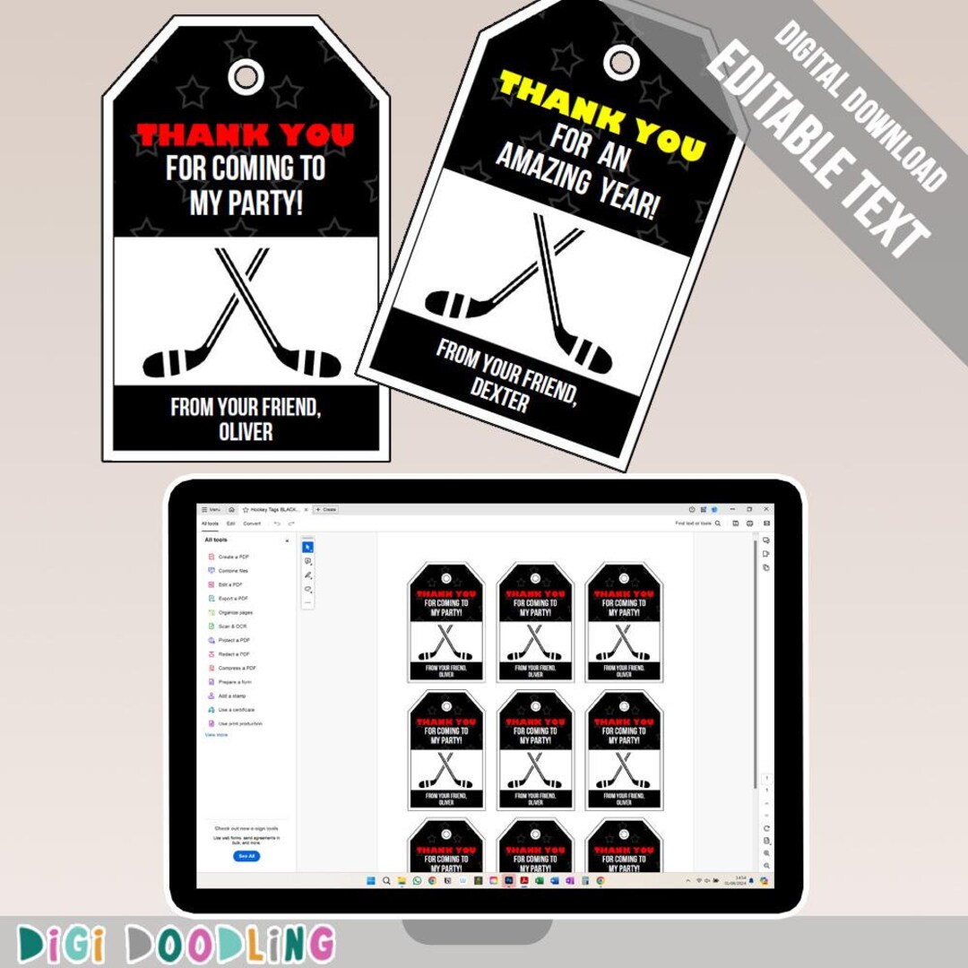 Printable Hockey Favor Tags (black). Hockey Thank You Tags. Hockey ...