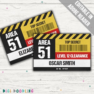 Area 51 Secret Government Base ID Badge Template. Area 51 Security ...