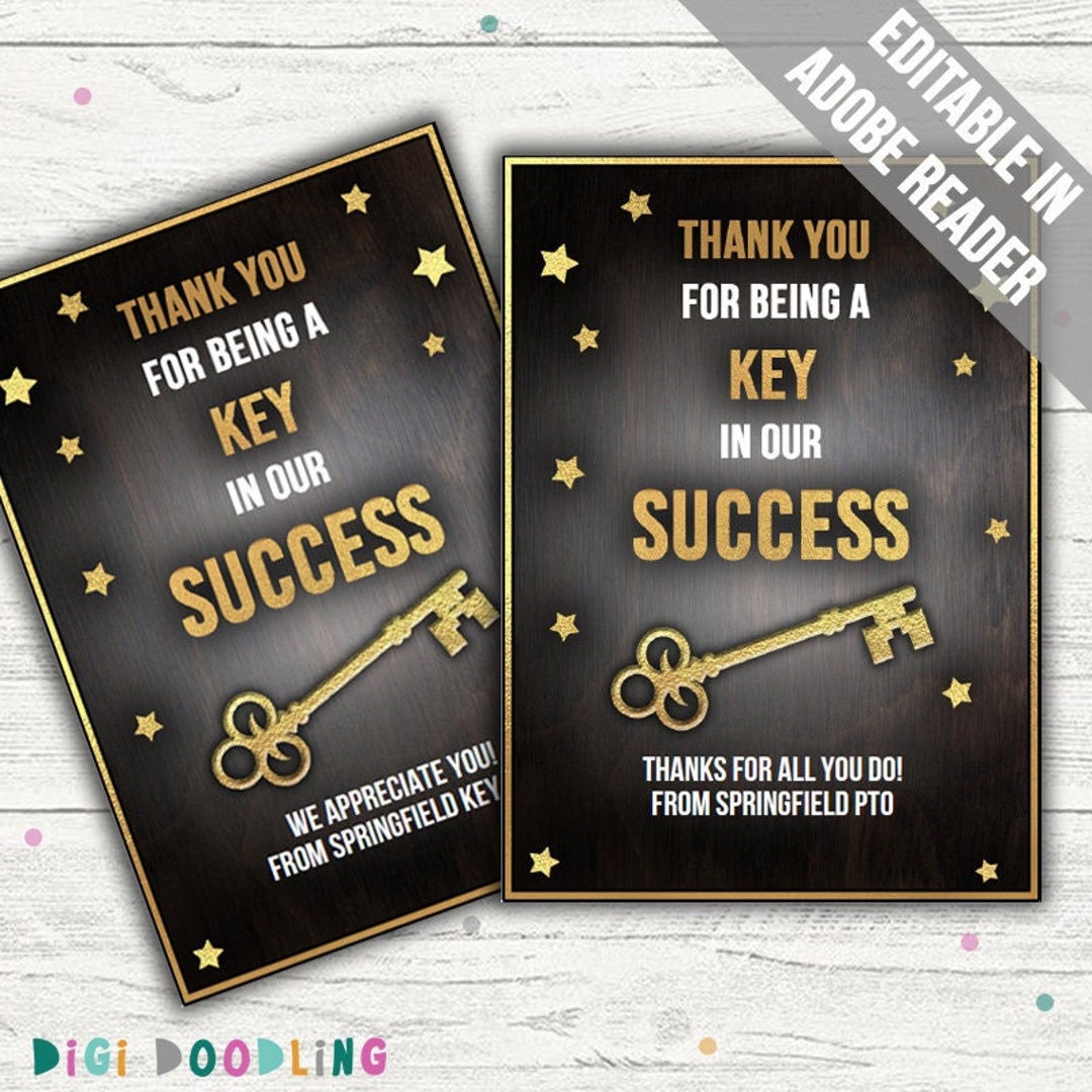 Printable Staff Appreciation Key Tag Template (editable PDF) - Etsy