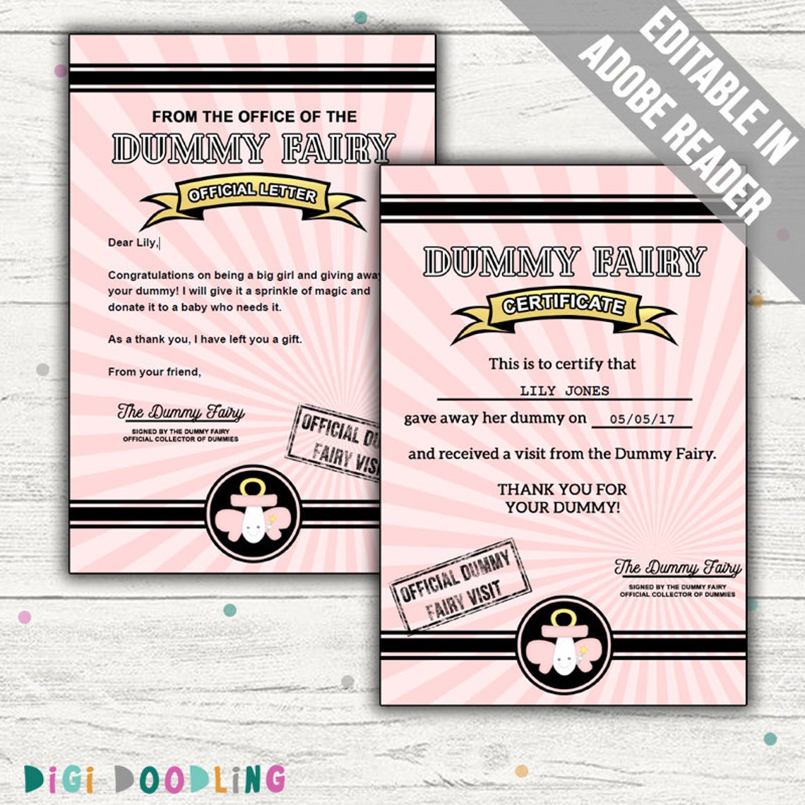 Dummy Fairy Certificate and Letter. Editable. Printable. - Etsy
