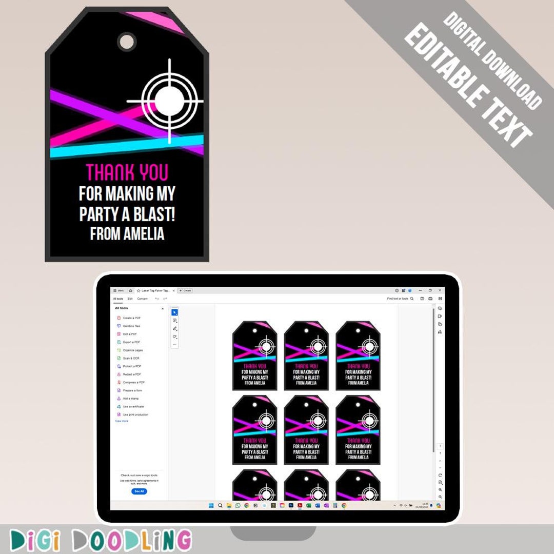 Printable Laser Tag Party Favor Tags: Editable PDF - Etsy