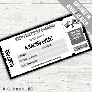 Racing Ticket Template. Track Experience Day Ticket. Driving Experience ...