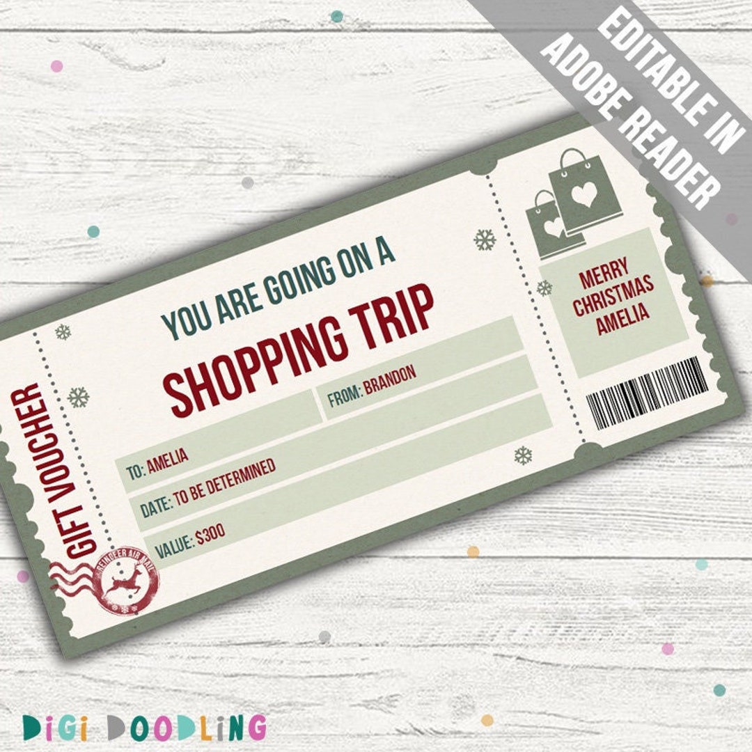 Printable Christmas Shopping Spree Voucher Template: Editable Gift ...