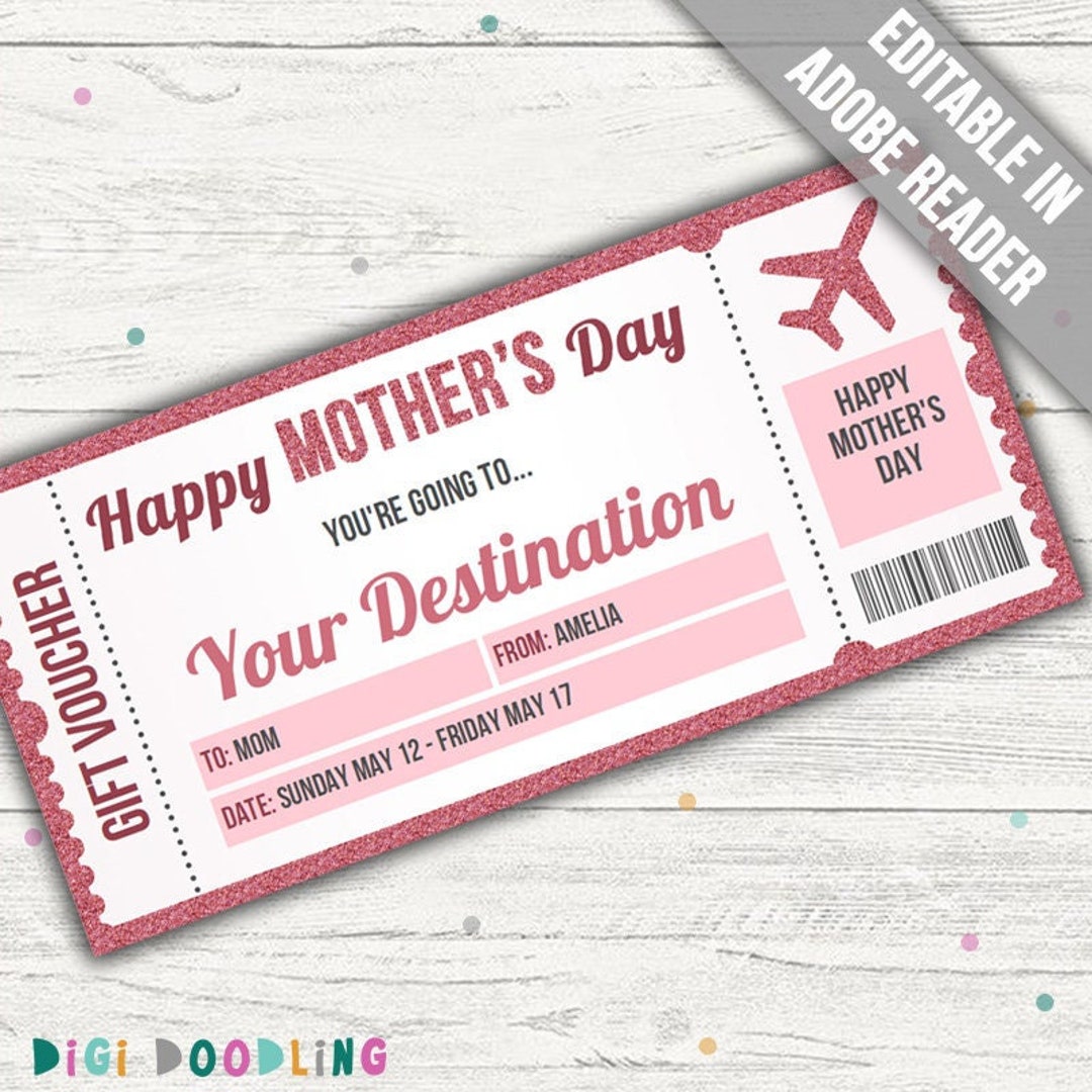Mother's Day Boarding Pass Template. Printable Mother's Day Vacation ...