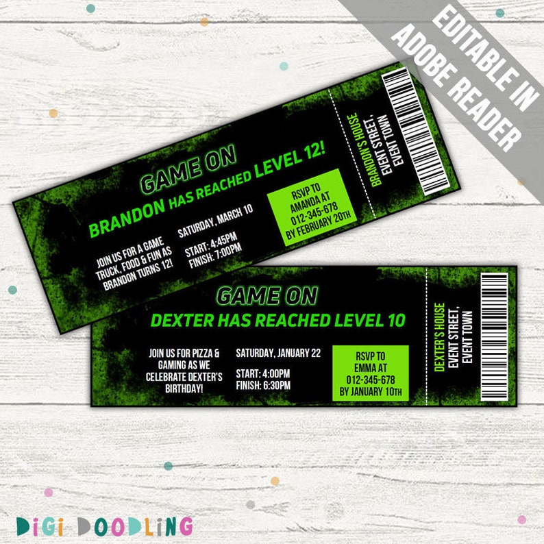 Printable Gamer Birthday Invitations. Video Gamer Invitation. - Etsy